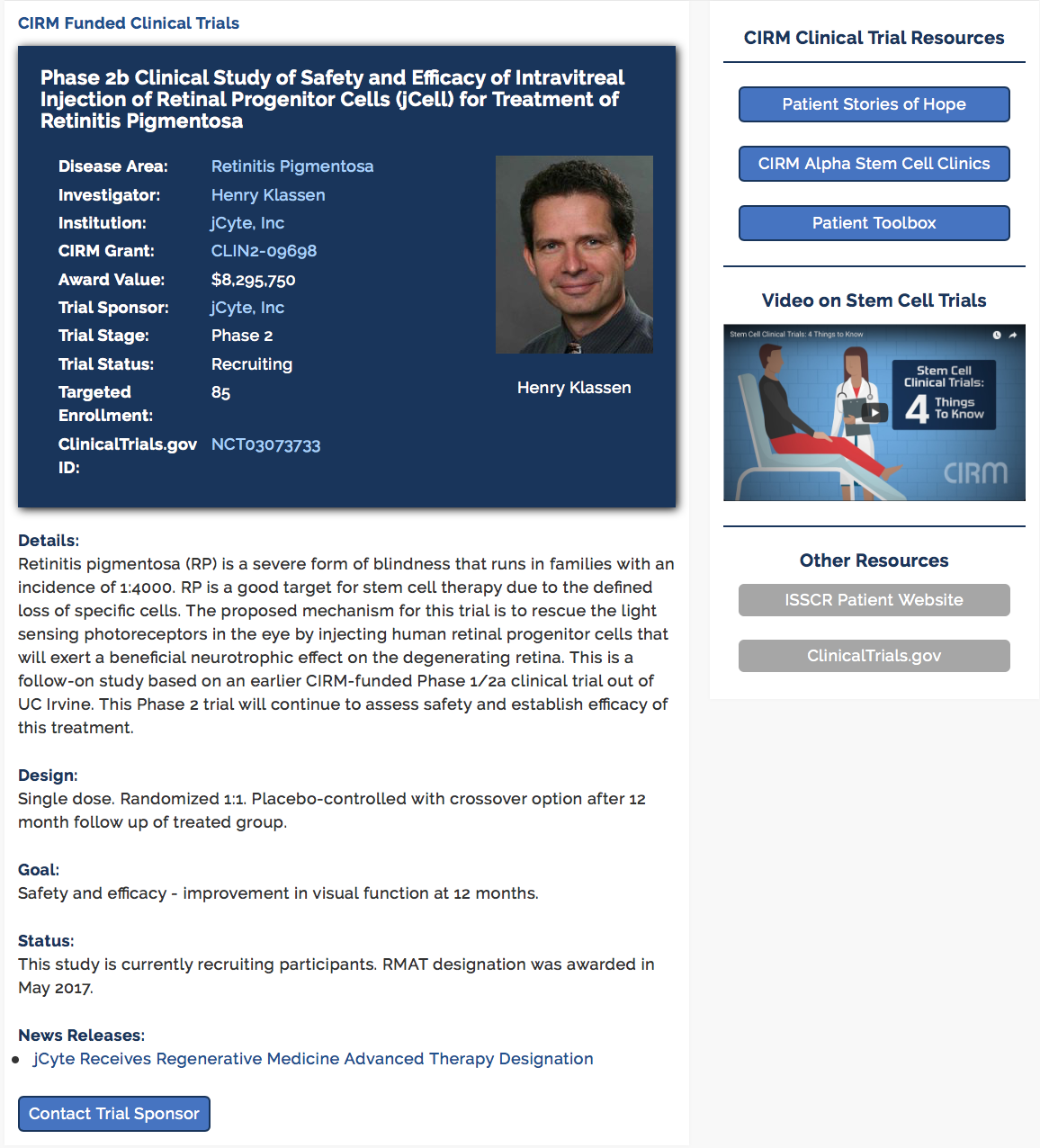 CIRM’s Clinical Dashboard: An Interactive Guide Makes Learning About ...